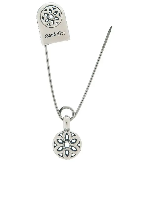 Good Art Hlywd Safety Pin With Rosette Charm - Sterling Silver